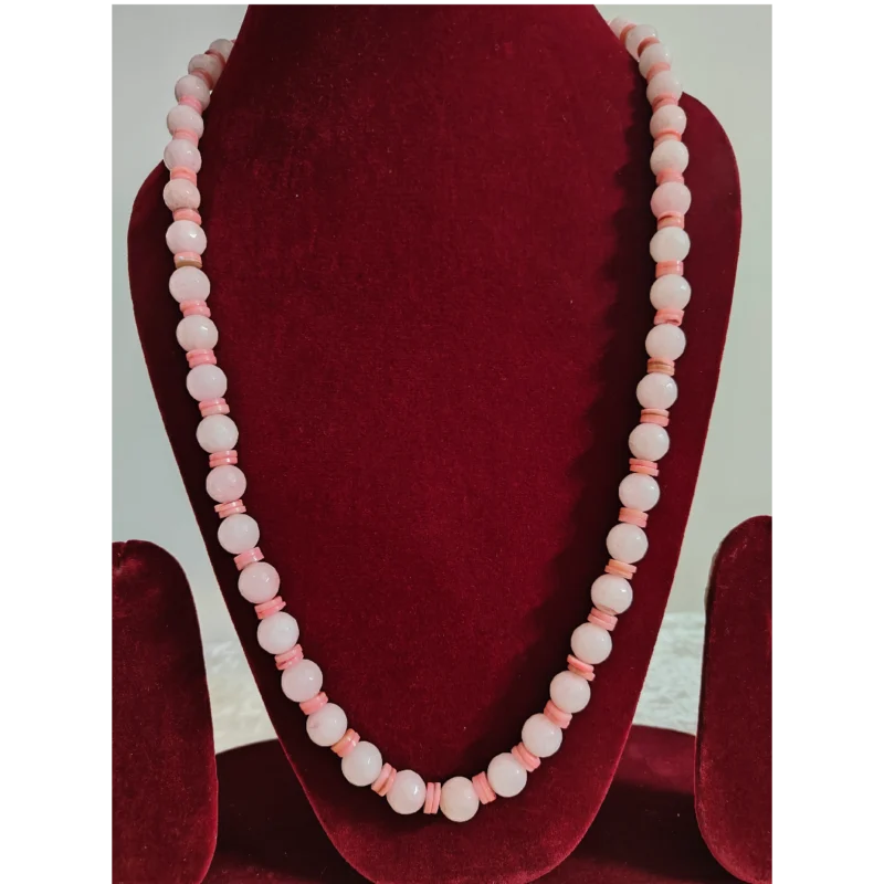 Pink Peach Colour Necklace- Beautiful Fusion Neckpiece - peach